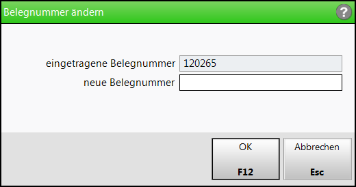 Belegnummer ändern