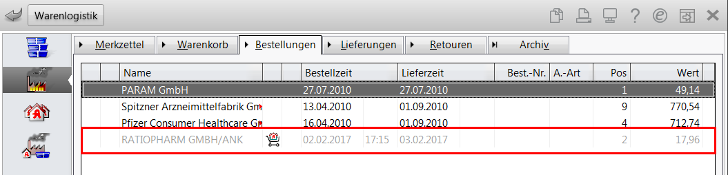Splitten der gemeinsamen Bestellung