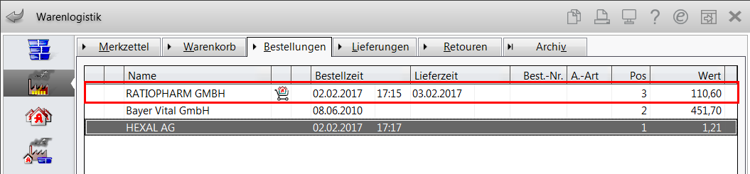 Splitten der gemeinsamen Bestellung