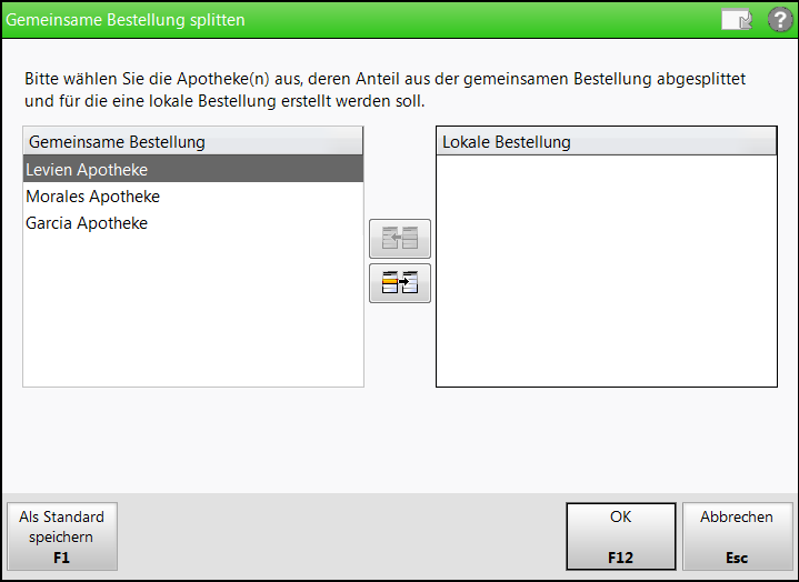 Splitten der gemeinsamen Bestellung