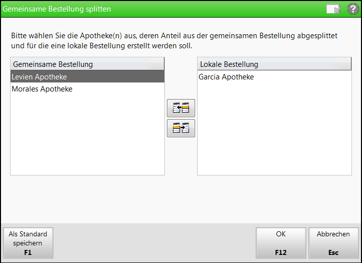 Splitten der gemeinsamen Bestellung